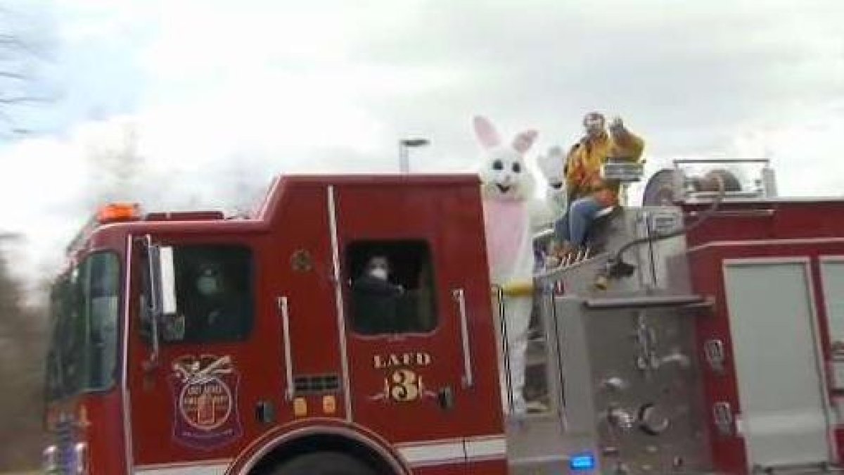 Families Celebrate Easter With Visit From Easter Bunny, Firefighters in ...