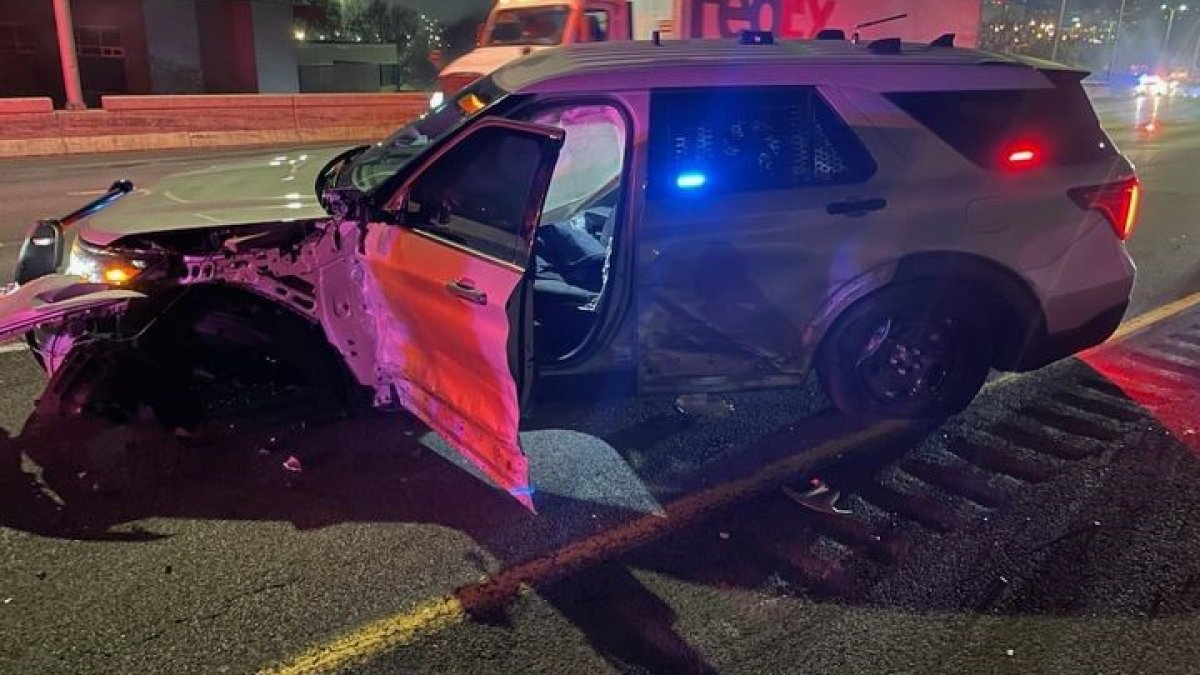 State Trooper Injured After Car Side Swipes Cruiser – NBC Connecticut