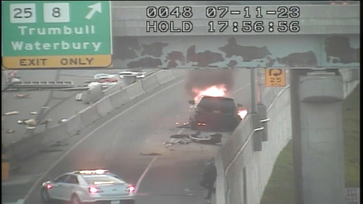 Car fire clears on I-95 North to Route 8 North ramp in Bridgeport – NBC ...