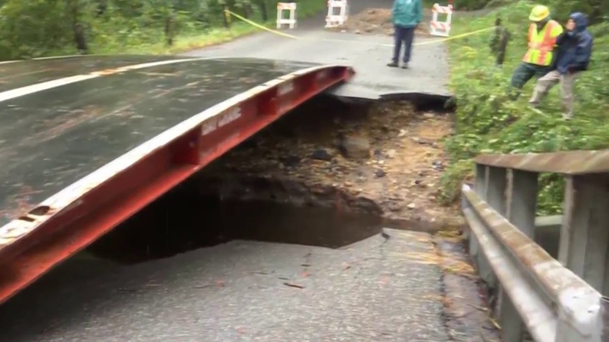 Temporary ramp installed over washed out bridge in Scotland – NBC ...