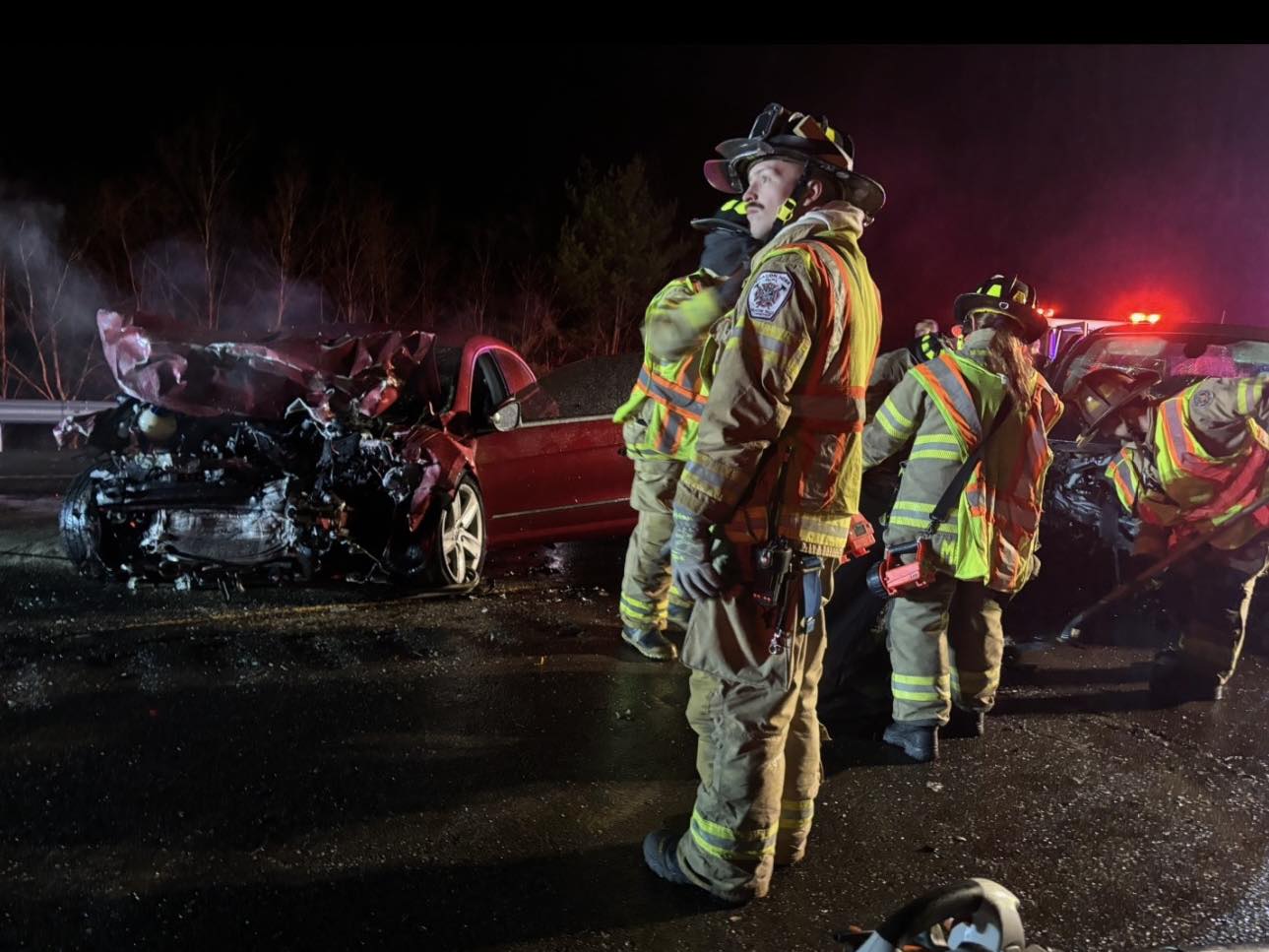 Fire vehicle at wrong-way crash on Route 8 in Beacon Falls hit by ...