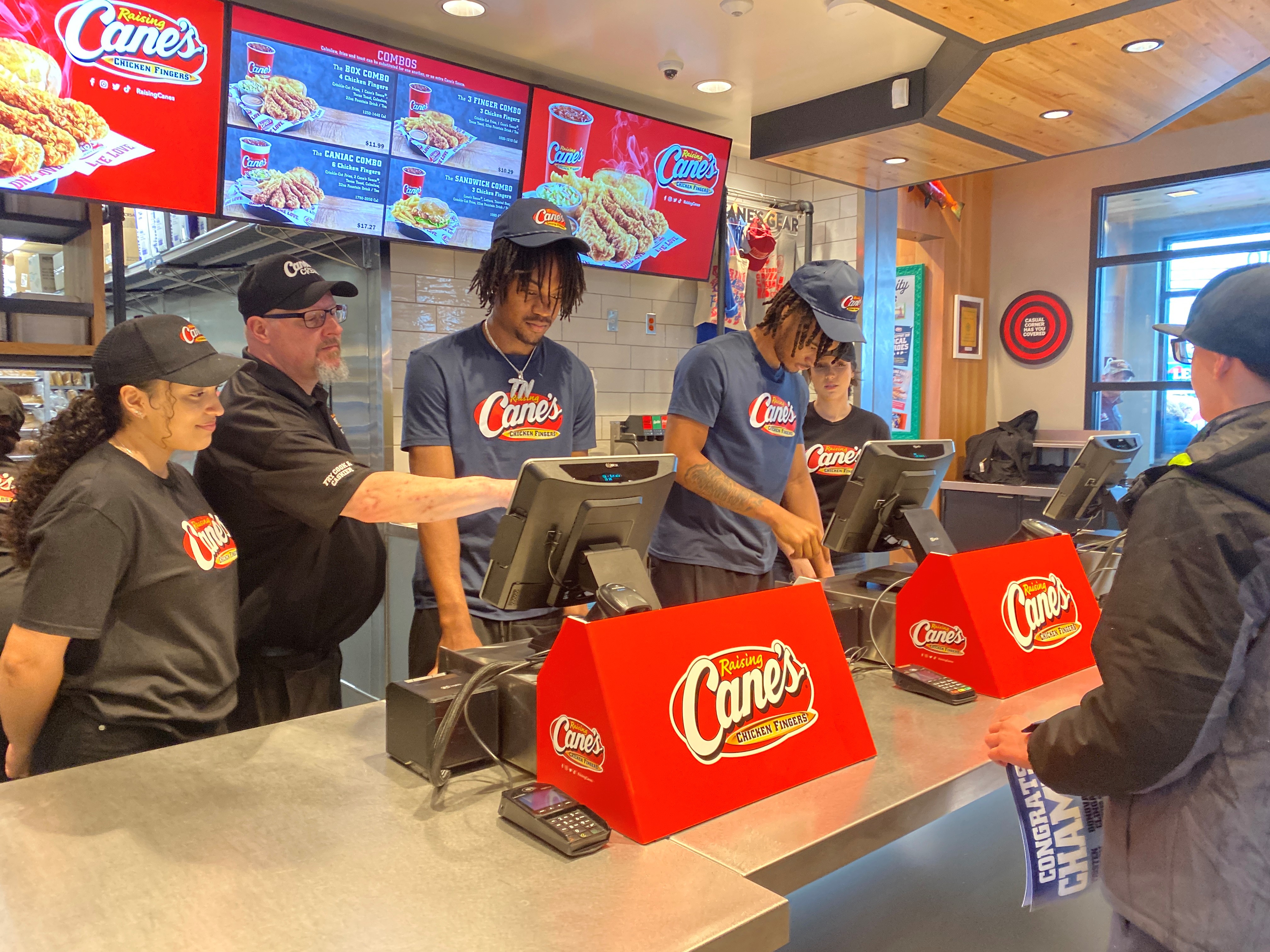Members of champion UConn team greeted fans at Raising Cane’s in ...