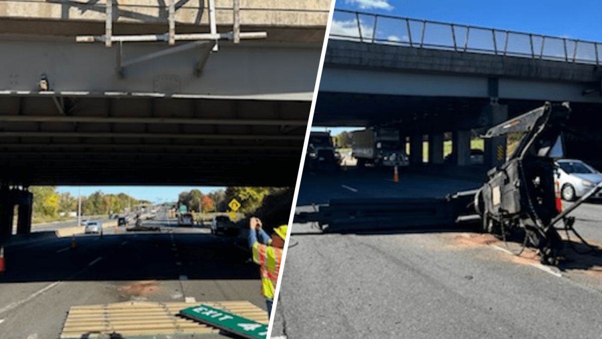 Crane hits bridge on I-91 North in Enfield, causing heavy traffic ...