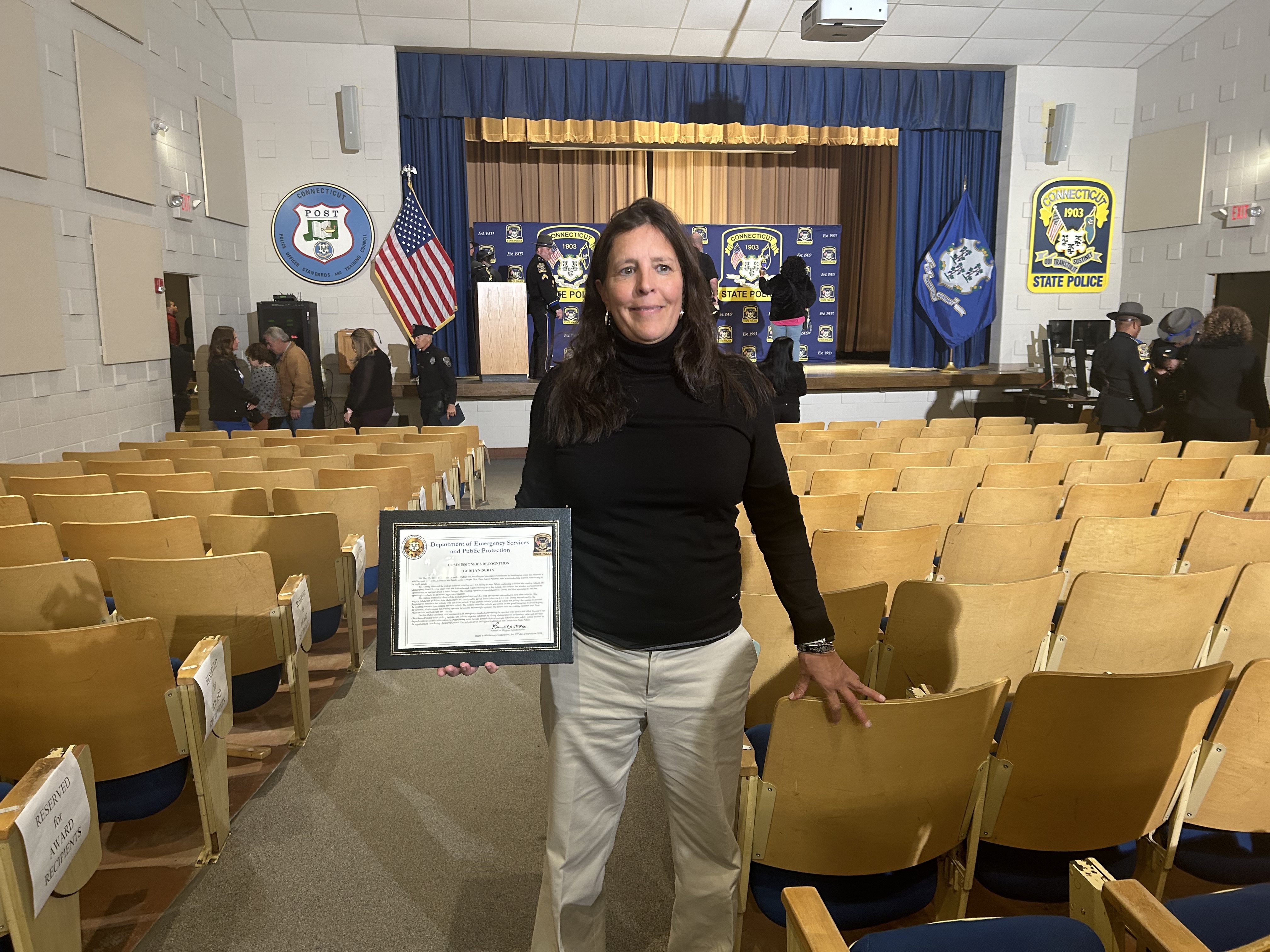 Plainville woman honored for helping police after trooper was fatally ...