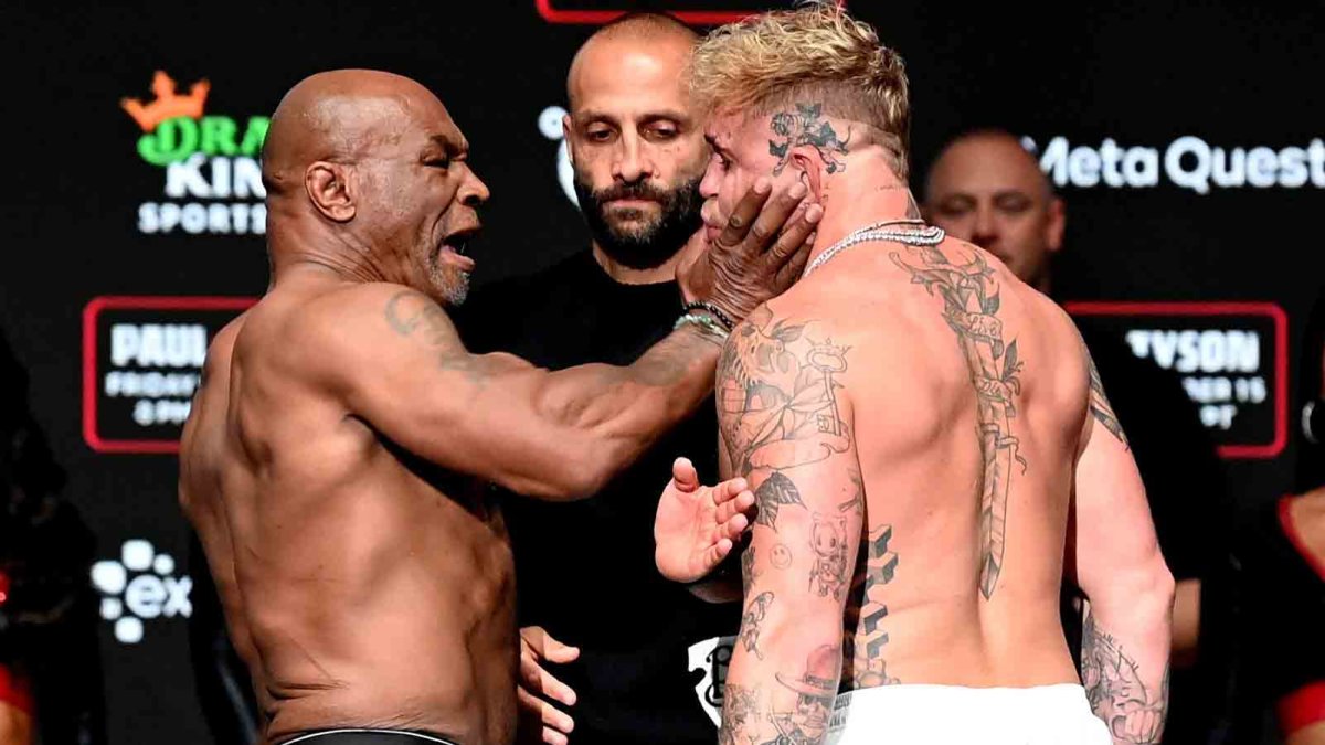 Mike Tyson slaps Jake Paul across face during pre-fight weigh-in – NBC ... Mike Tyson slaps Jake Paul across face during pre-fight weigh-in – NBC ...