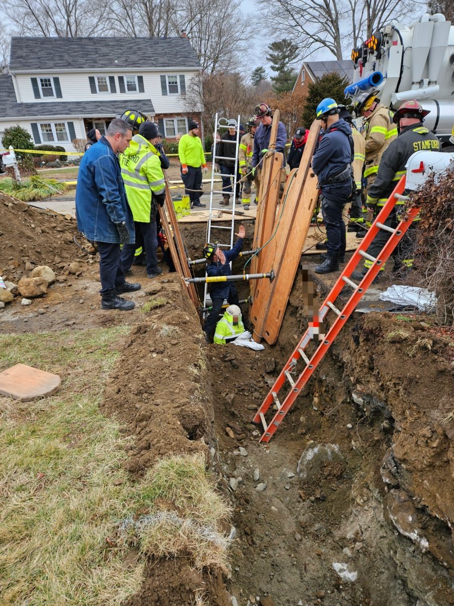 Firefighters free worker buried in trench collapse in Stamford – NBC ...