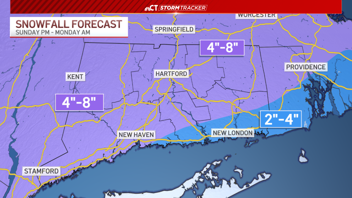 Tracking several inches of snow for Connecticut on Sunday night – NBC ...