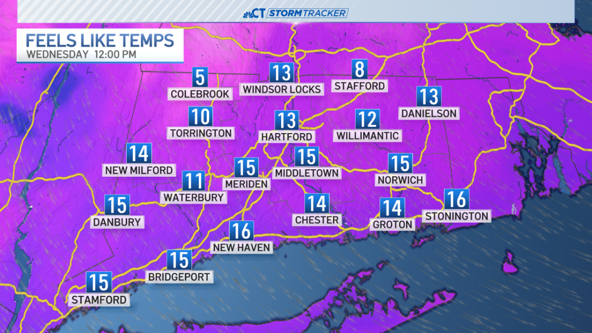 Feels-like temps in the teens Wednesday – NBC Connecticut