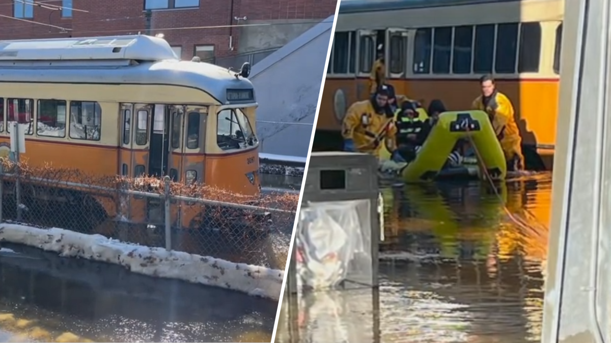 Milton MBTA flooding video: Trolley driver, passengers rescued – NBC ...