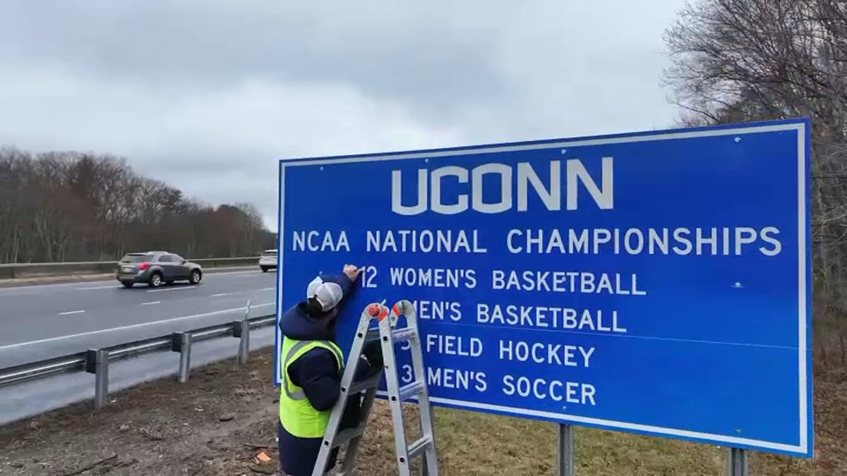 State updates highway sign for UConn women’s 12th NCAA National ...