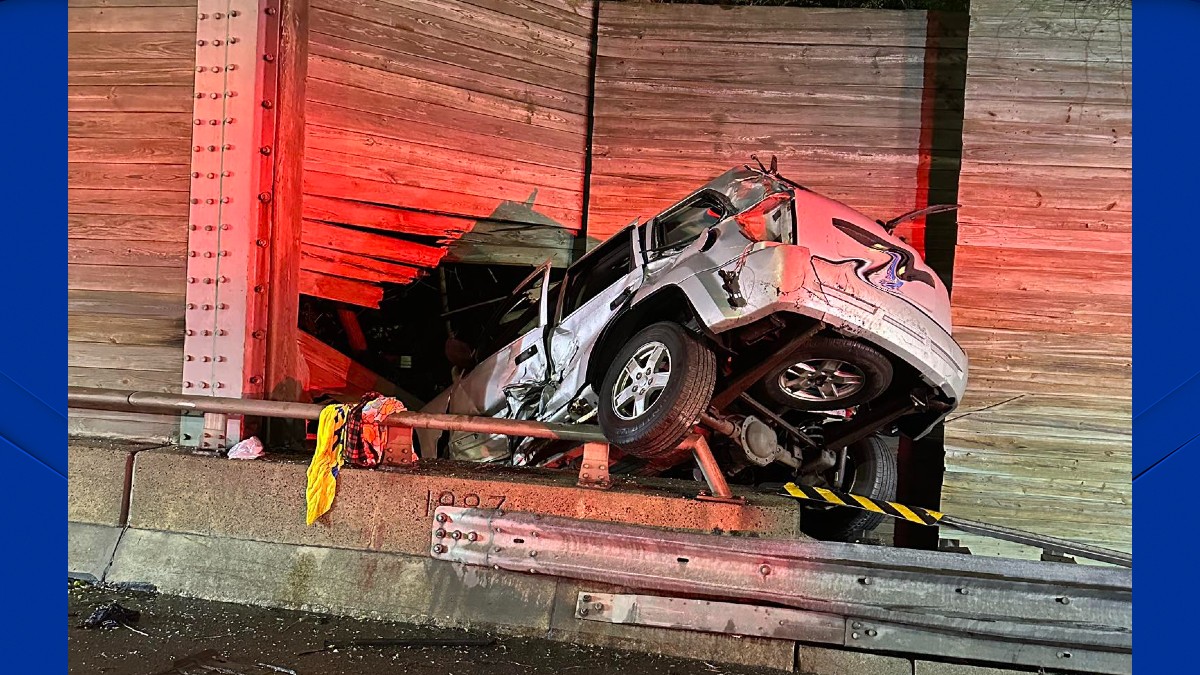 Woman loses control of vehicle and crashes over guardrail on I-91 South in Enfield – NBC Connecticut