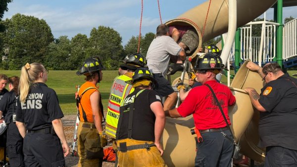 Firefighters rescue man stuck in slide on Vernon playground – NBC ...