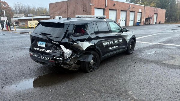 State police cruiser, Enfield police car hit while on scene of car fire ...