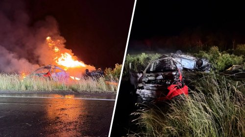 3 injured, utility pole damaged in fiery crash on Route 66 in Portland ...
